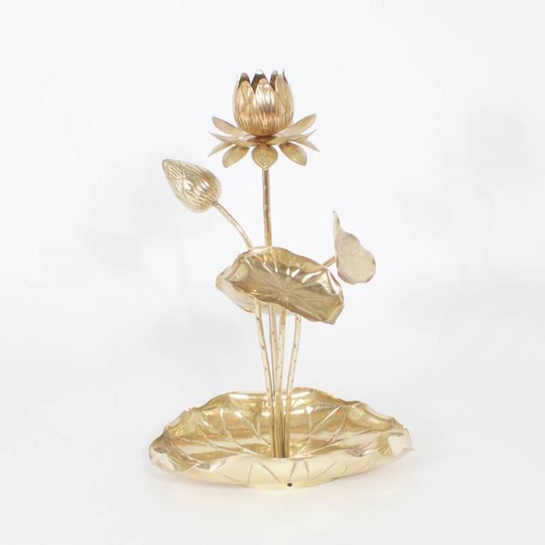 Brass Lotus Table Sculpture, Possible Pair at 1stdibs
