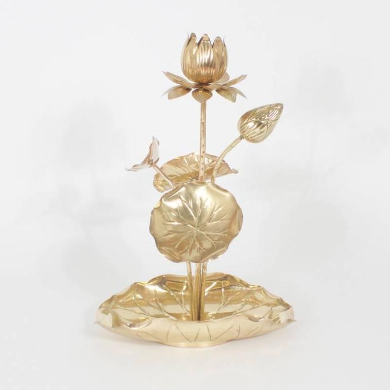 Brass Lotus Table Sculpture, Possible Pair at 1stdibs
