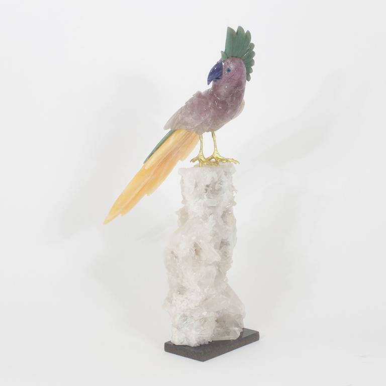 Two Huge Hardstone Carved Parrots and a Friend, Available Individually ...