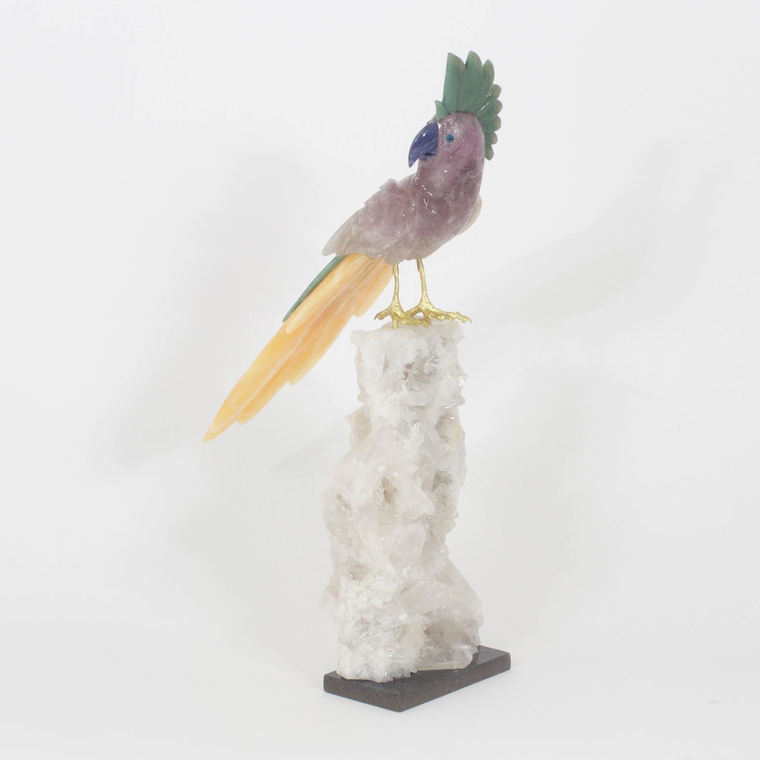 Two Huge Hardstone Carved Parrots and a Friend, Available Individually ...