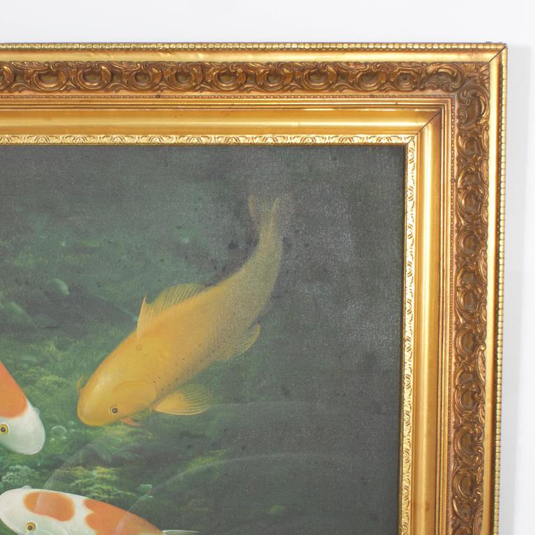 Koi Fish Pond Oil Painting on Canvas at 1stDibs | koi fish paintings ...