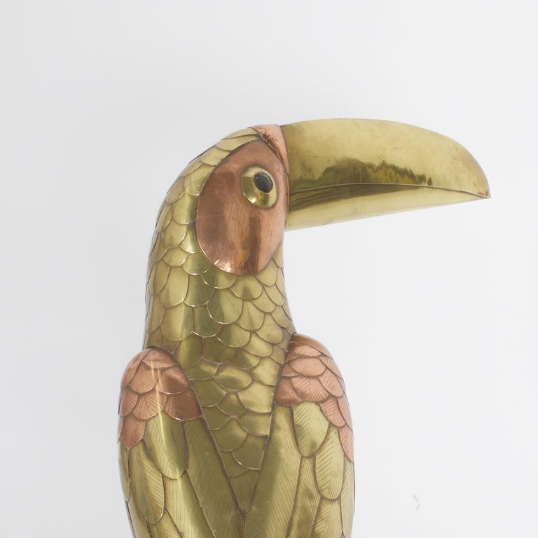 Mid Century Bustamante Brass and Copper Sculpture of a Toucan at 1stDibs