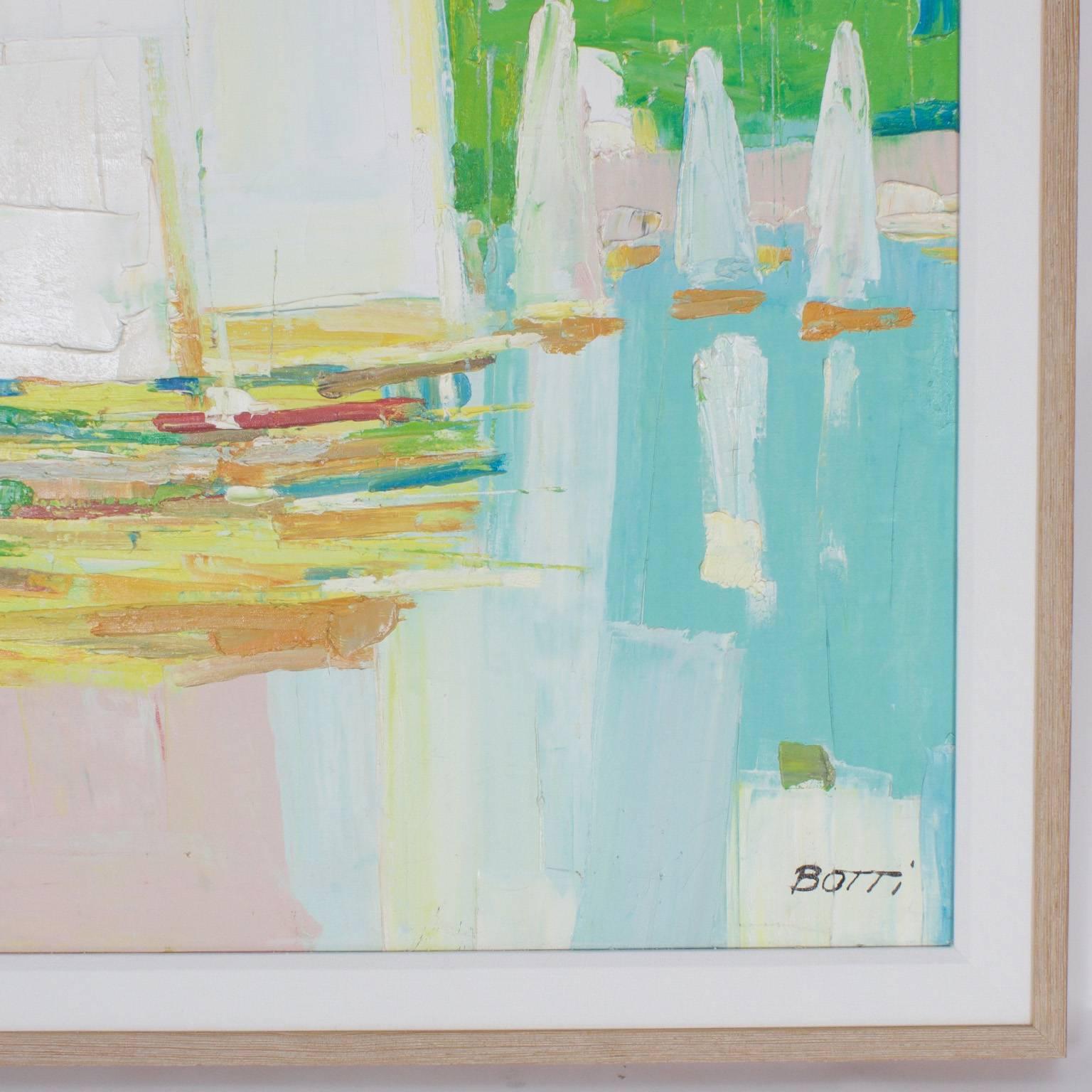Mid-Century Impressionist Seascape Painting on Canvas at 1stDibs