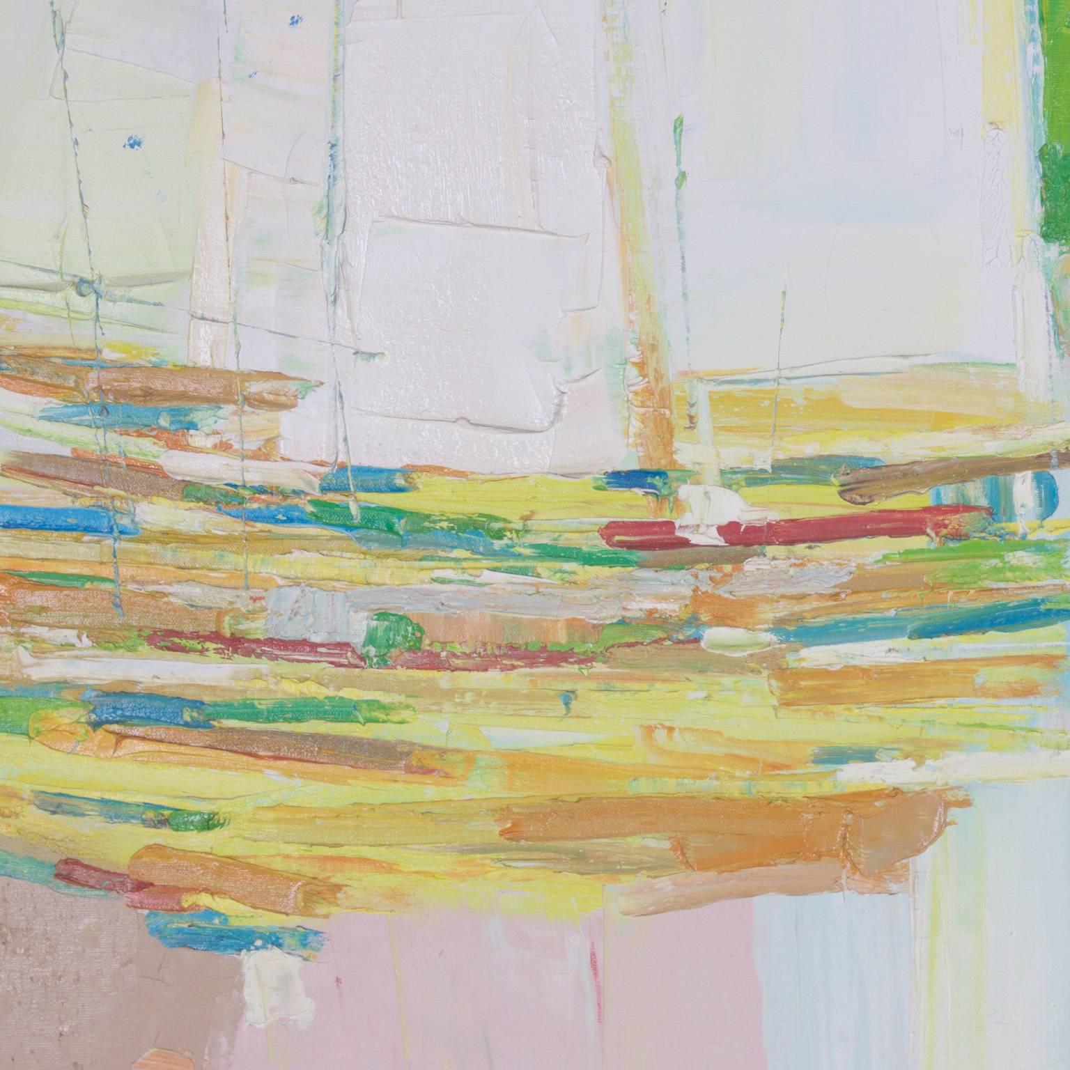 Mid-Century Impressionist Seascape Painting on Canvas at 1stDibs