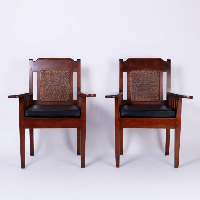 Pair of Antique British Colonial Armchairs at 1stDibs