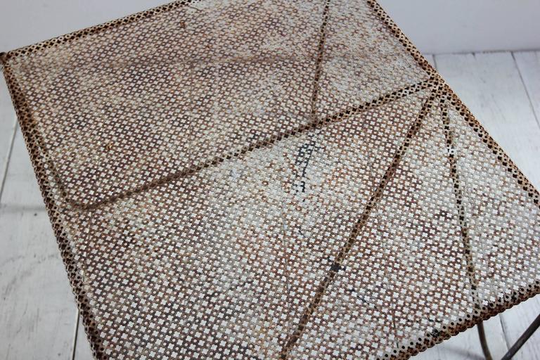 Rustic Perforated Metal Side Table with Angled Legs at 1stDibs