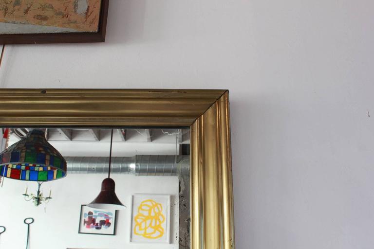 Long Brass Rectangular Mirror at 1stDibs