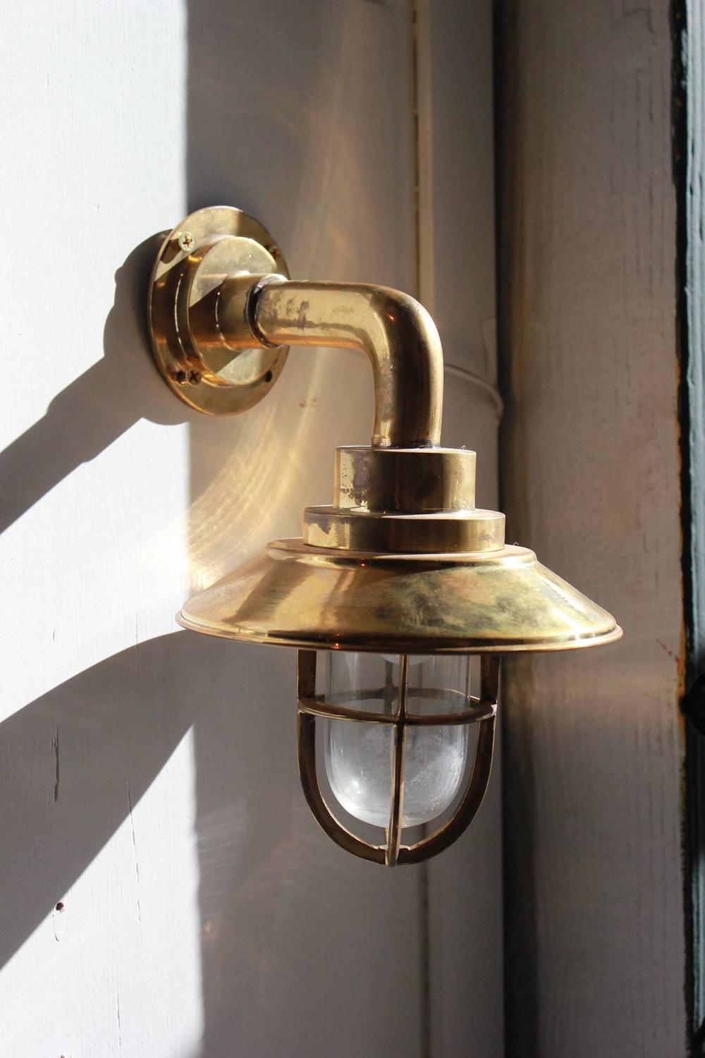 Vintage Nautical Brass Bulkhead Sconce For Sale at 1stdibs