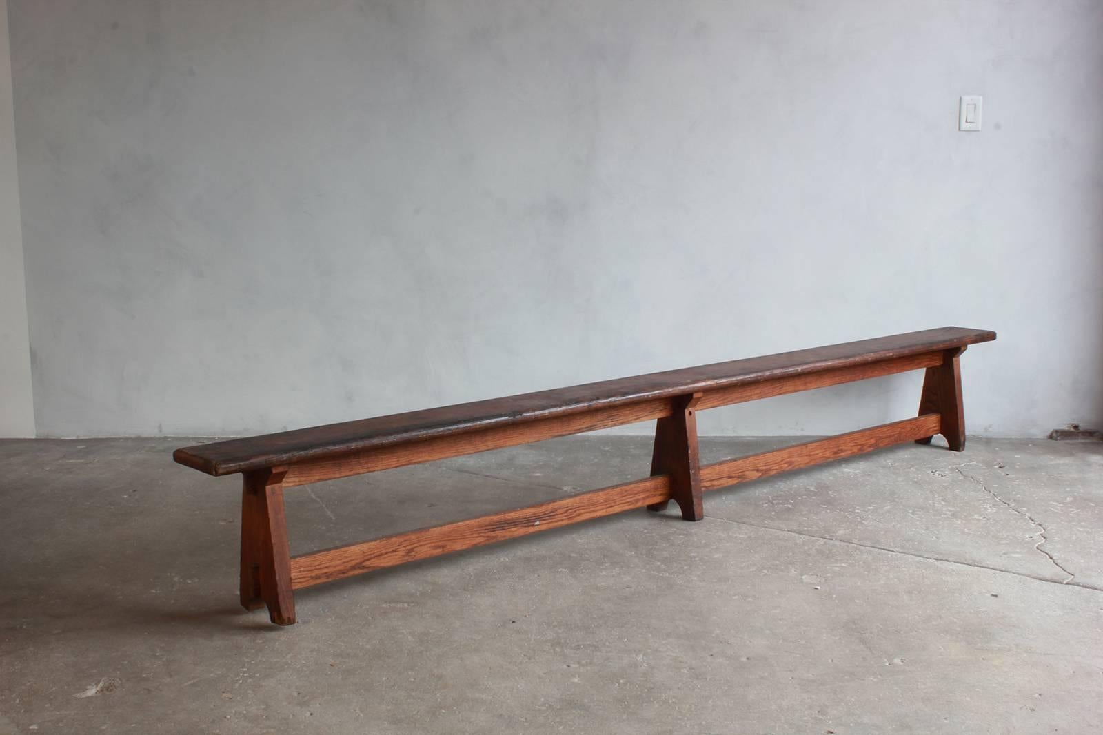 Long Rustic Bench with Middle Leg at 1stDibs | rustic long bench ...
