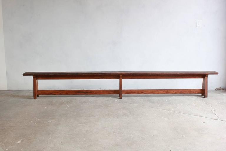 Long Rustic Bench with Middle Leg at 1stDibs