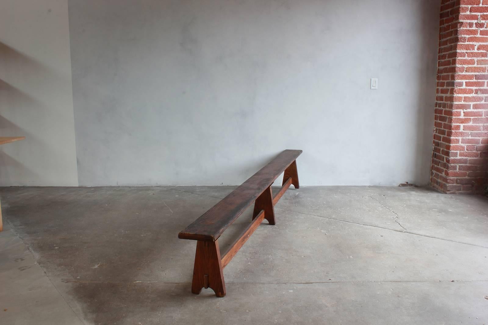 Long Rustic Bench with Middle Leg at 1stDibs | rustic long bench ...