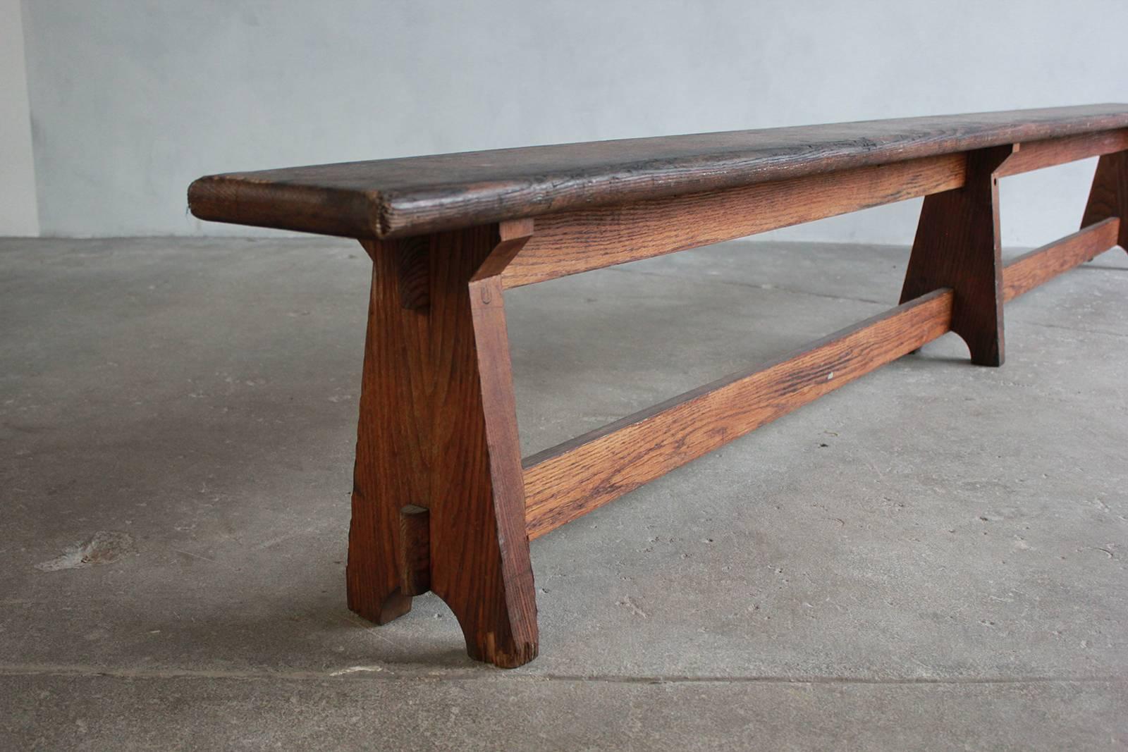 Long Rustic Bench with Middle Leg at 1stDibs | rustic long bench ...