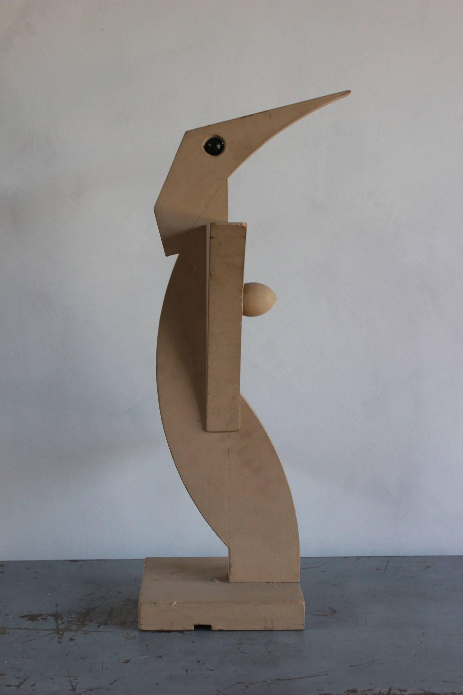 Painted Wooden Cubist Bird Sculpture at 1stDibs | bird sculpture wood ...