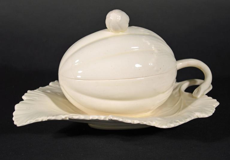 Wedgwood Creamware Pottery Melon Sauce Tureen, Cover and Stand at ...