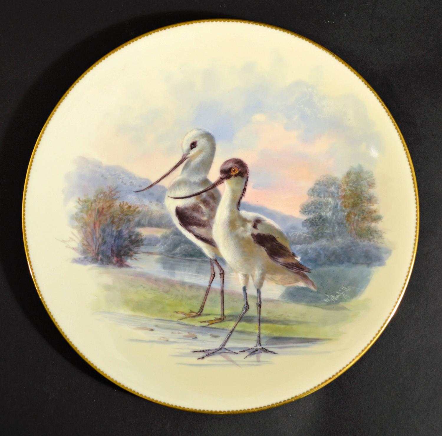 Thomas Minton Porcelain Bird Cabinet Plates, Signed by William Mussil ...