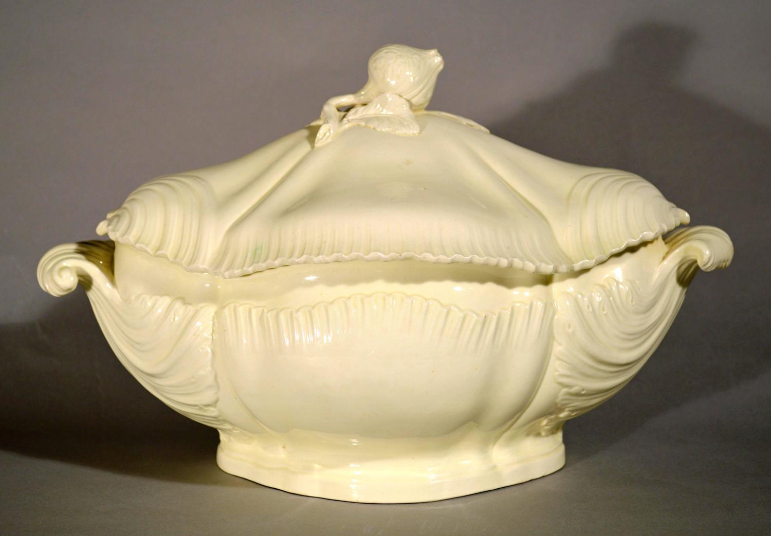 English Creamware Pottery Rococo Shell-Form Soup Tureen and Cover, 18th ...