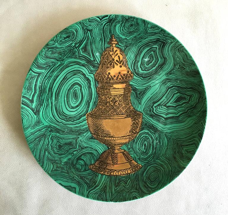 Piero Fornasetti Stoviglie Pattern Malachite Large Porcelain Plates at ...