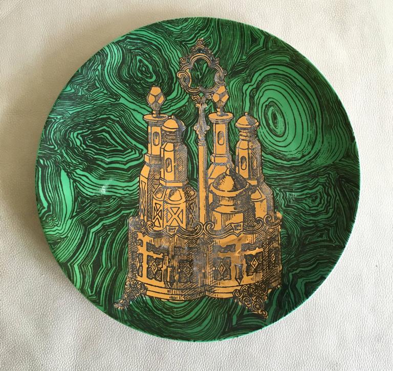 Piero Fornasetti Stoviglie Pattern Malachite Large Porcelain Plates at ...