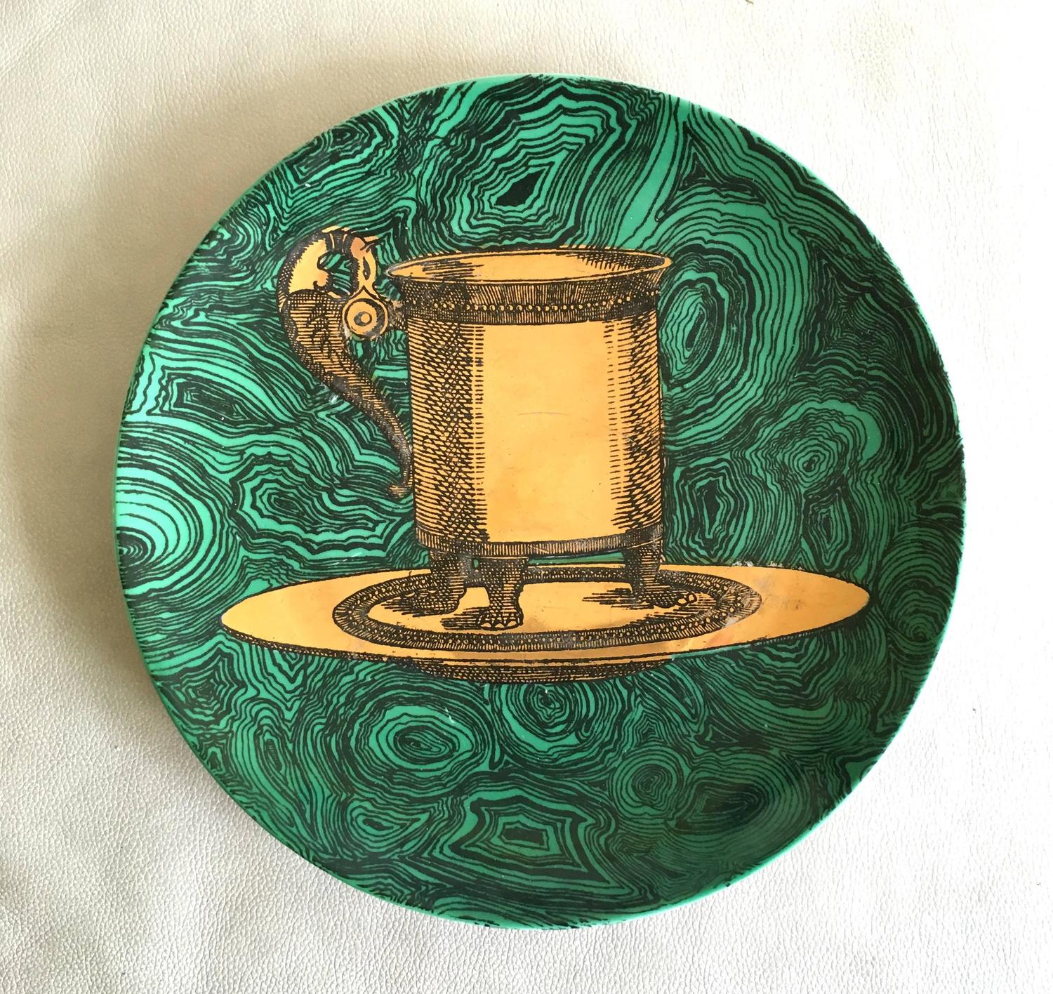 Piero Fornasetti Stoviglie Pattern Malachite Large Porcelain Plates at ...