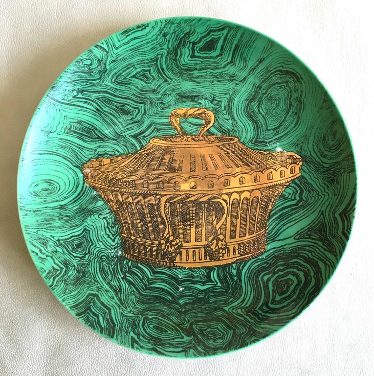 Piero Fornasetti Stoviglie Pattern Malachite Large Porcelain Plates at ...