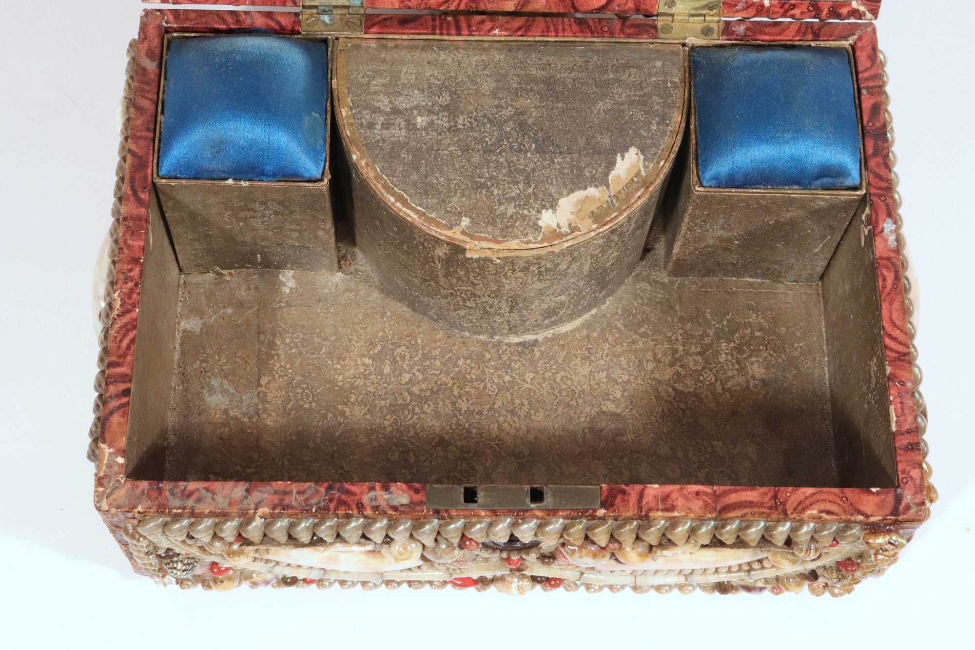 Victorian Shellwork Sewing and Jewelry Box with Mirrored Fitted ...