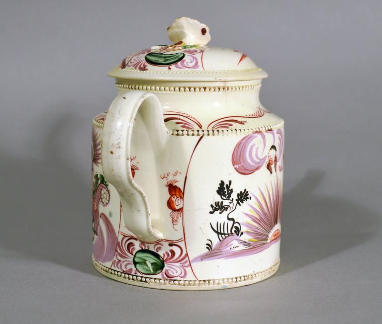 English Creamware William Greatbatch Pottery Teapot Decorated with ...