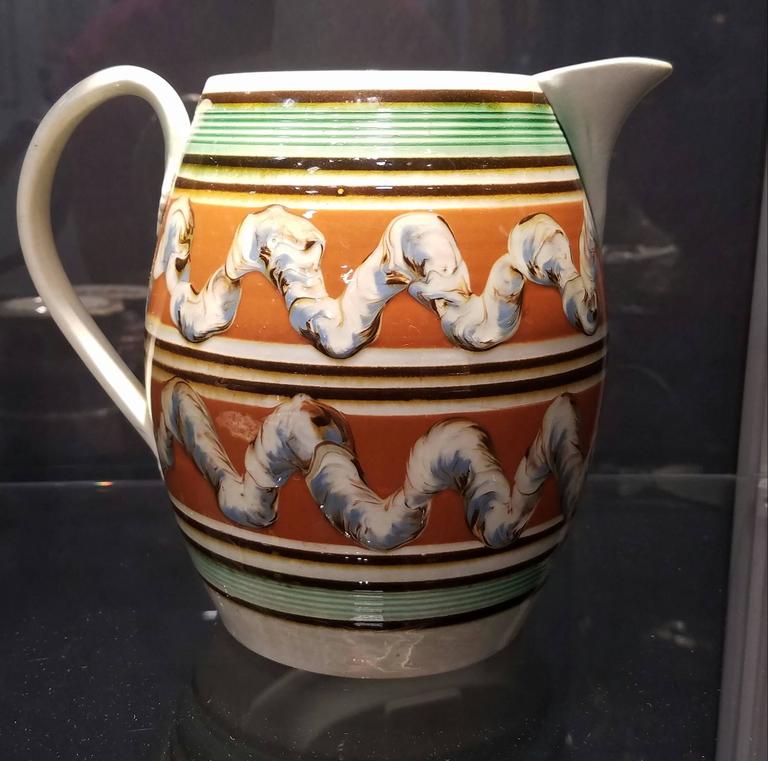 Creamware Double Earthworm Mocha English Pottery Jug at 1stDibs