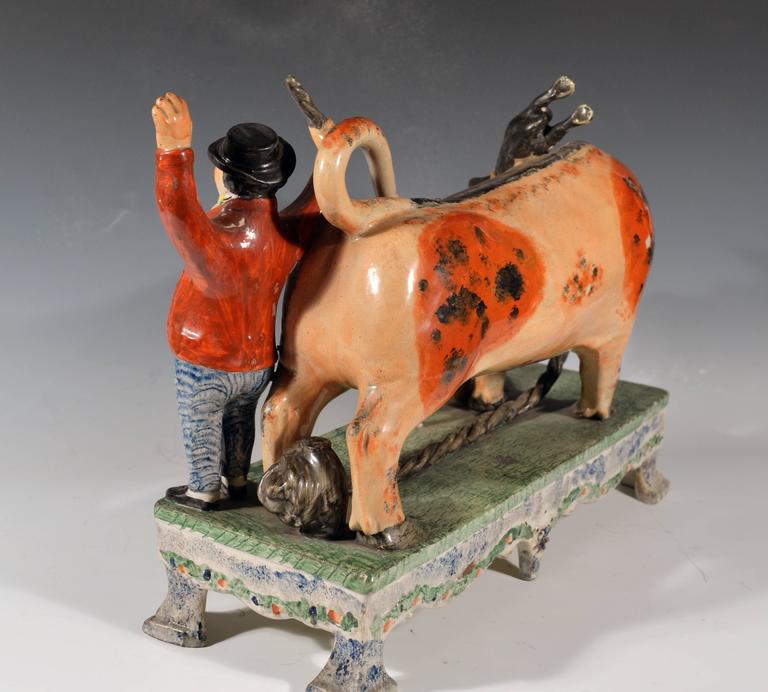 Large Staffordshire Bull-Baiting Group at 1stDibs