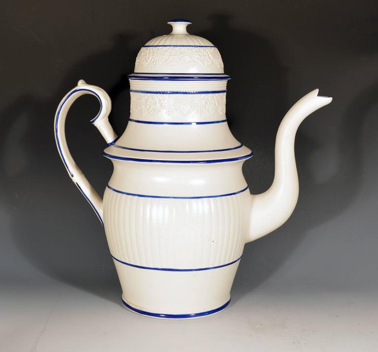 Large Castleford-Type Pottery Coffee Pot and Cover For Sale at 1stDibs