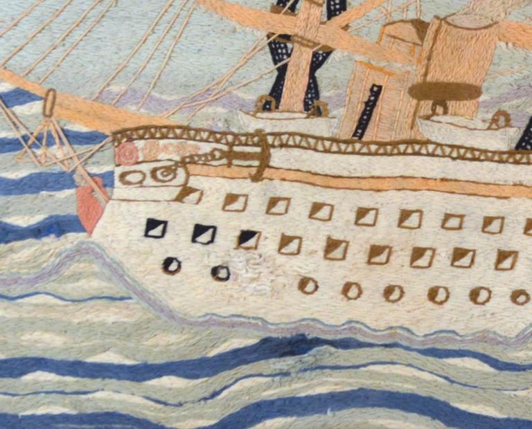 Folk Art Sailor's Large Woolwork Woolie of the Royal Navy Ship H.M.S ...