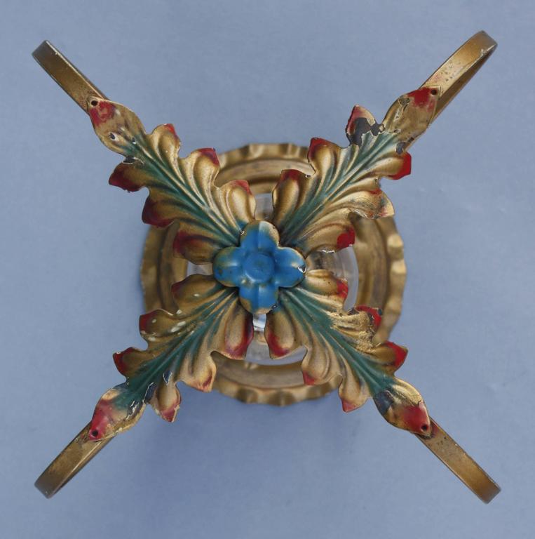 1920s Ceiling Flush Light with Original Polychrome Finish at 1stDibs