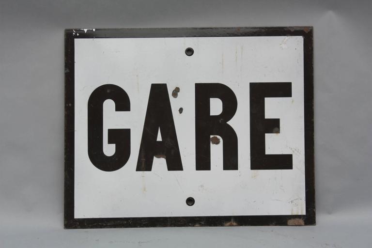 Vintage French Train Station Gare Sign For Sale at 1stDibs