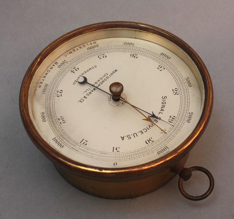 Brass Barometer in Original Case at 1stDibs