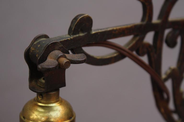 1920s Striking Spanish Revival Bridge Lamp with Mica Shade at 1stDibs