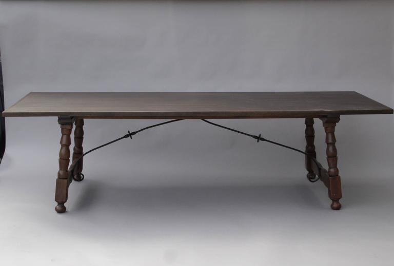 1920s Large Spanish Revival Dining Room Trestle Table at 1stDibs