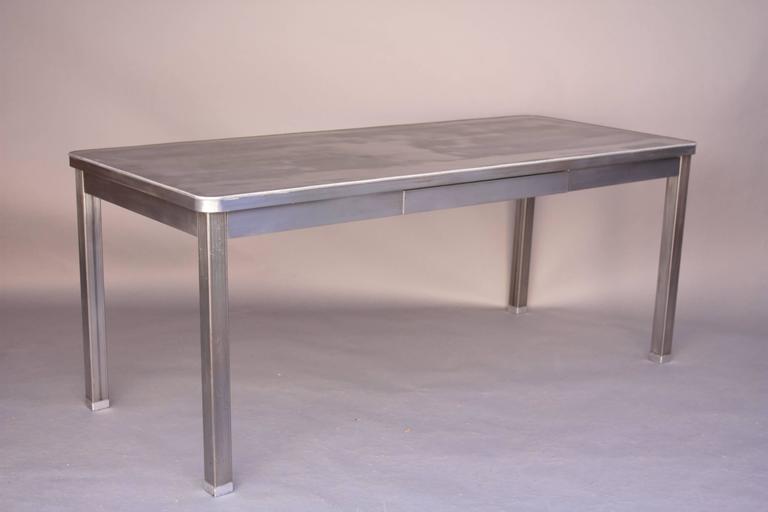 Very Long Steel Table or Desk with One Drawer at 1stDibs