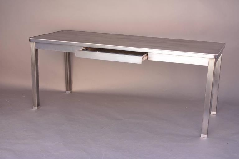 Very Long Steel Table or Desk with One Drawer at 1stDibs