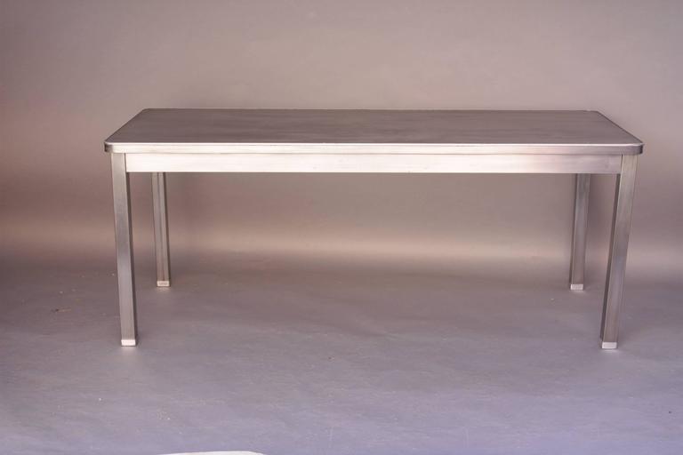 Very Long Steel Table or Desk with One Drawer at 1stDibs