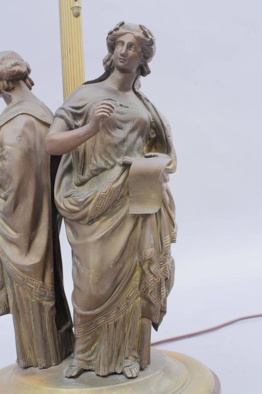 Early 20th Century Bronze Table Lamp with Three Muses at 1stDibs