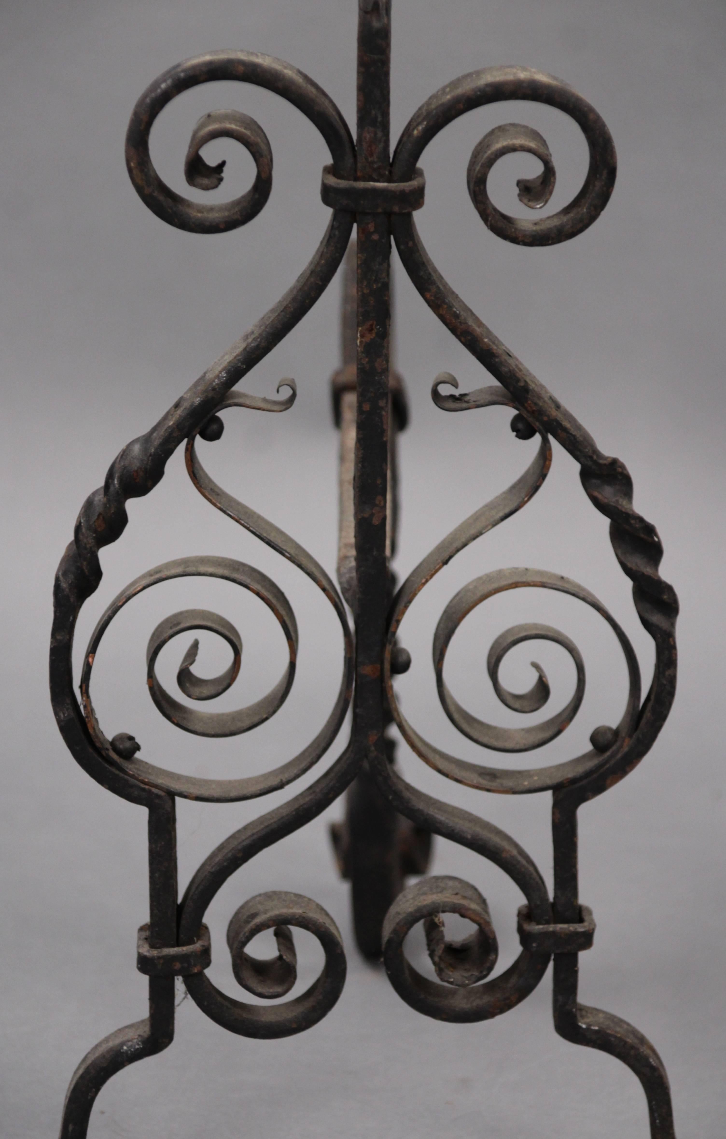 1920s Small Wrought Andirons For Sale at 1stDibs