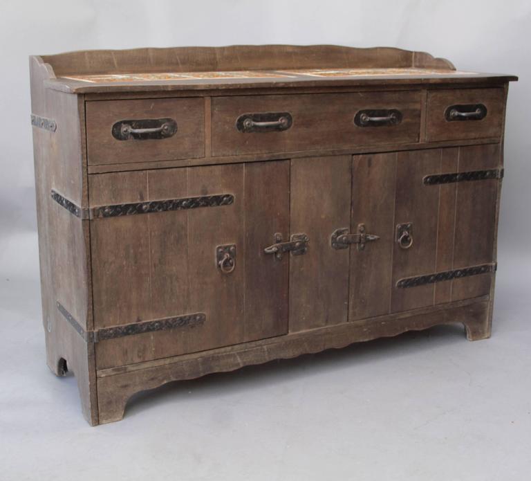 1930s Monterey 16 Tile-Top Sideboard Buffet in Original Old Wood Finish ...