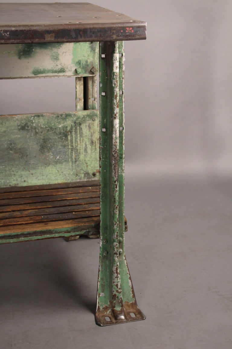 Antique Industrial Metal Work Bench at 1stDibs