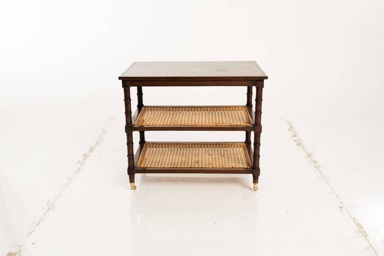 Two-Tier Wood and Caned Table at 1stDibs