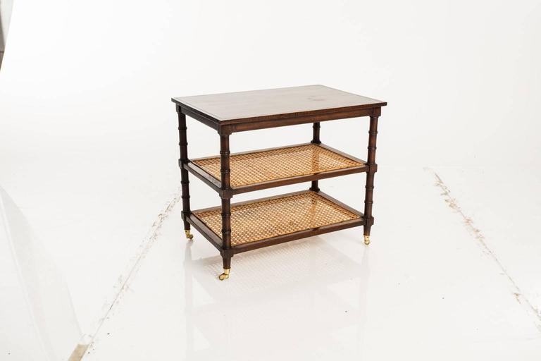 Two-Tier Wood and Caned Table at 1stDibs