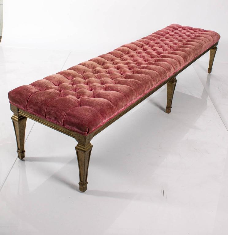 Long Velvet Bench at 1stDibs