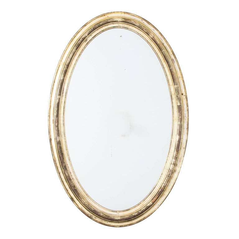 Oval Mirror with Silver and Gold Gilt at 1stDibs