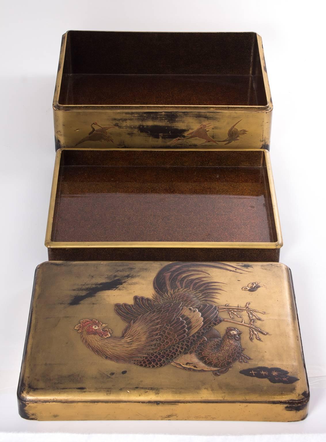 Meiji Period "Rooster" Lacquered Box at 1stDibs | rooster box for sale
