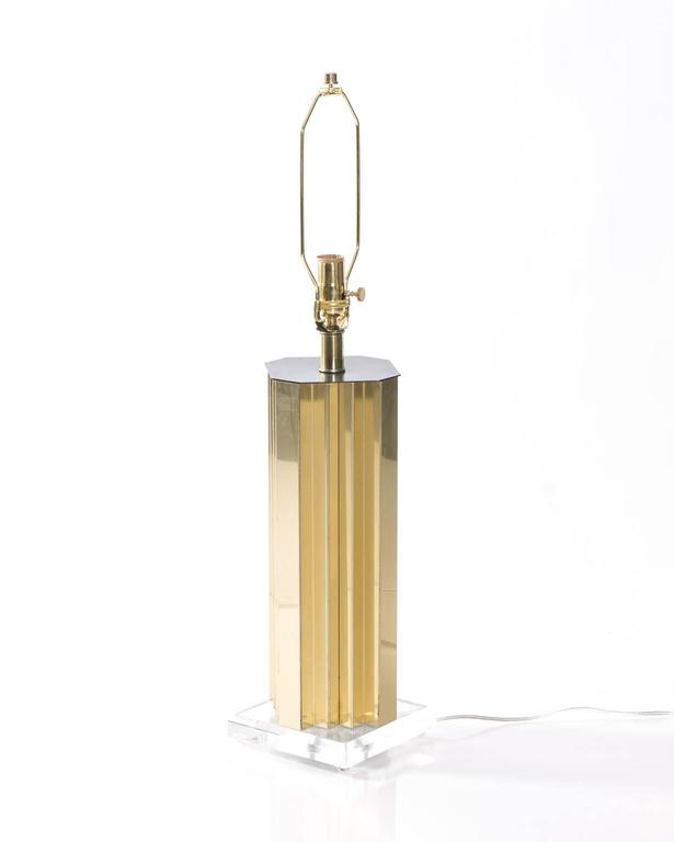 Brass and Lucite Skyscraper Table Lamps For Sale at 1stDibs