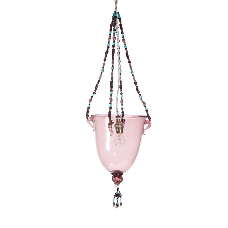 Pair of Italian Murano Glass Bell Jar Pendants at 1stDibs