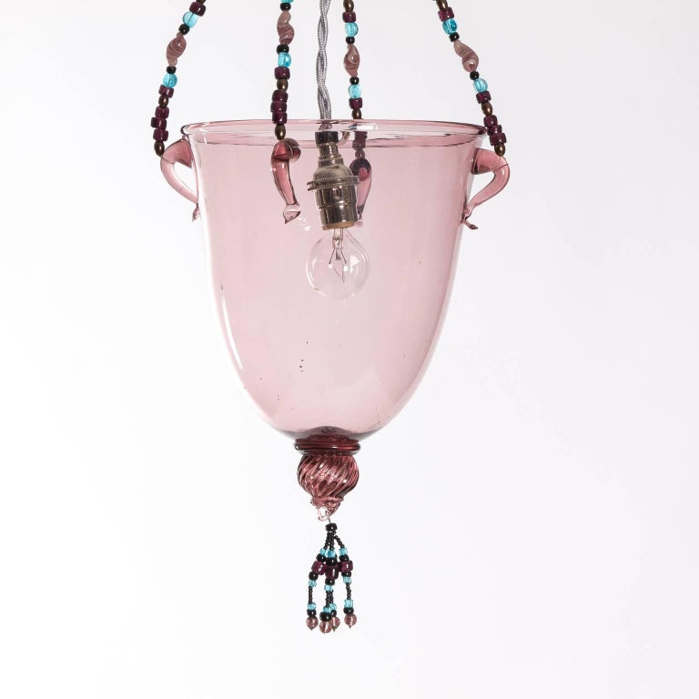 Pair of Italian Murano Glass Bell Jar Pendants at 1stDibs
